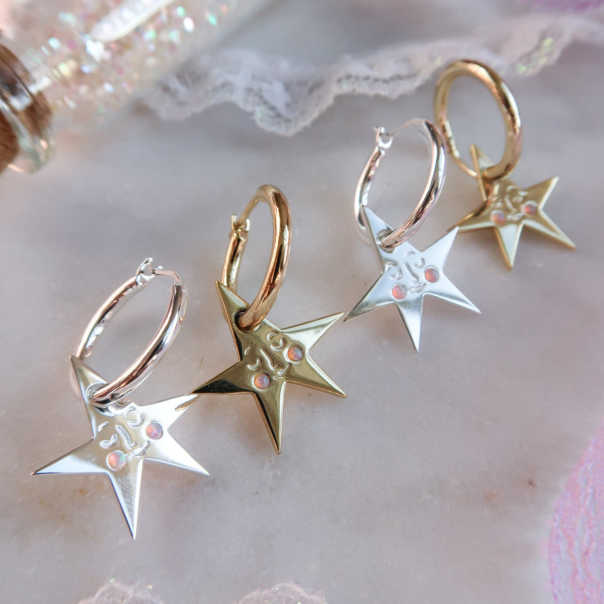 Blushing Face Star Hoop Earrings | Bittersweet – Bittersweet